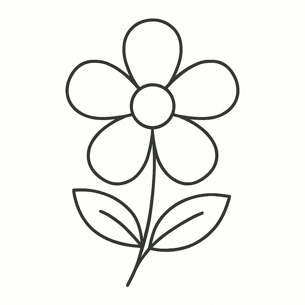 Five-Petal Flower Coloring Pages for Kids – Free Printable PDF