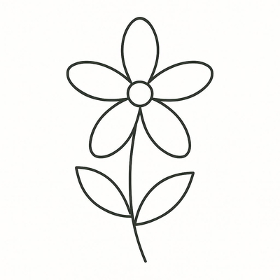 Five-Petal Flower Coloring Pages for Kids – Free Printable PDF